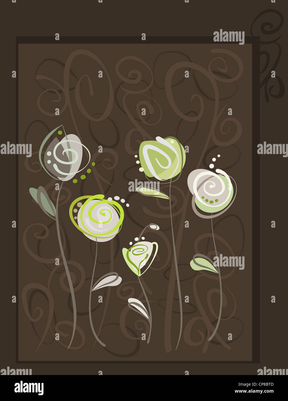 Abstract roses postcard. Floral pattern vector illustration with space ...