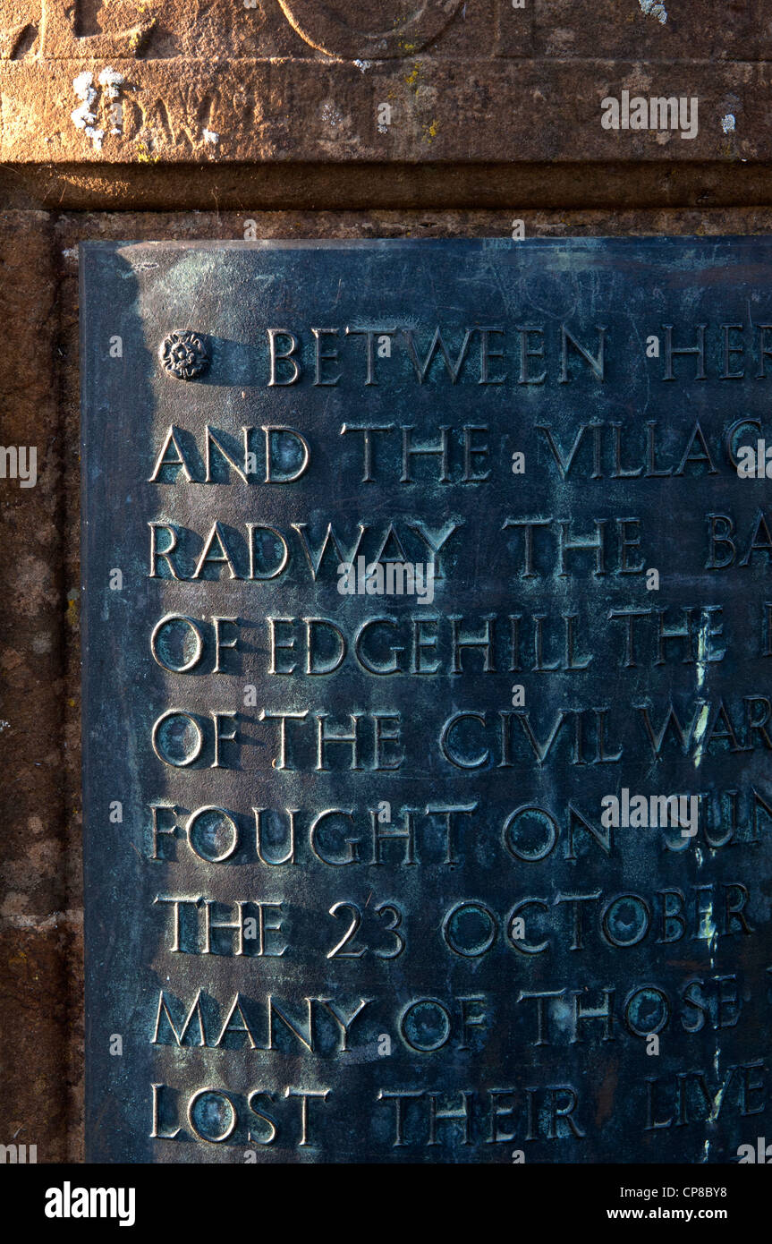 Battle of Edge Hill memorial stone, Warwickshire, UK Stock Photo - Alamy