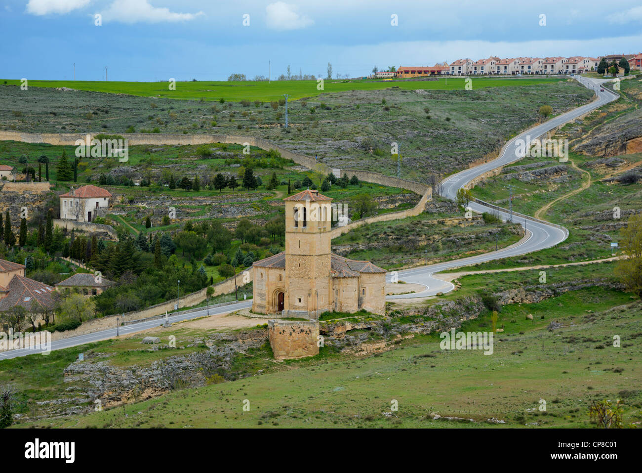 View of the Vera Cruz church from Segovia, with Zamarramala on the ...