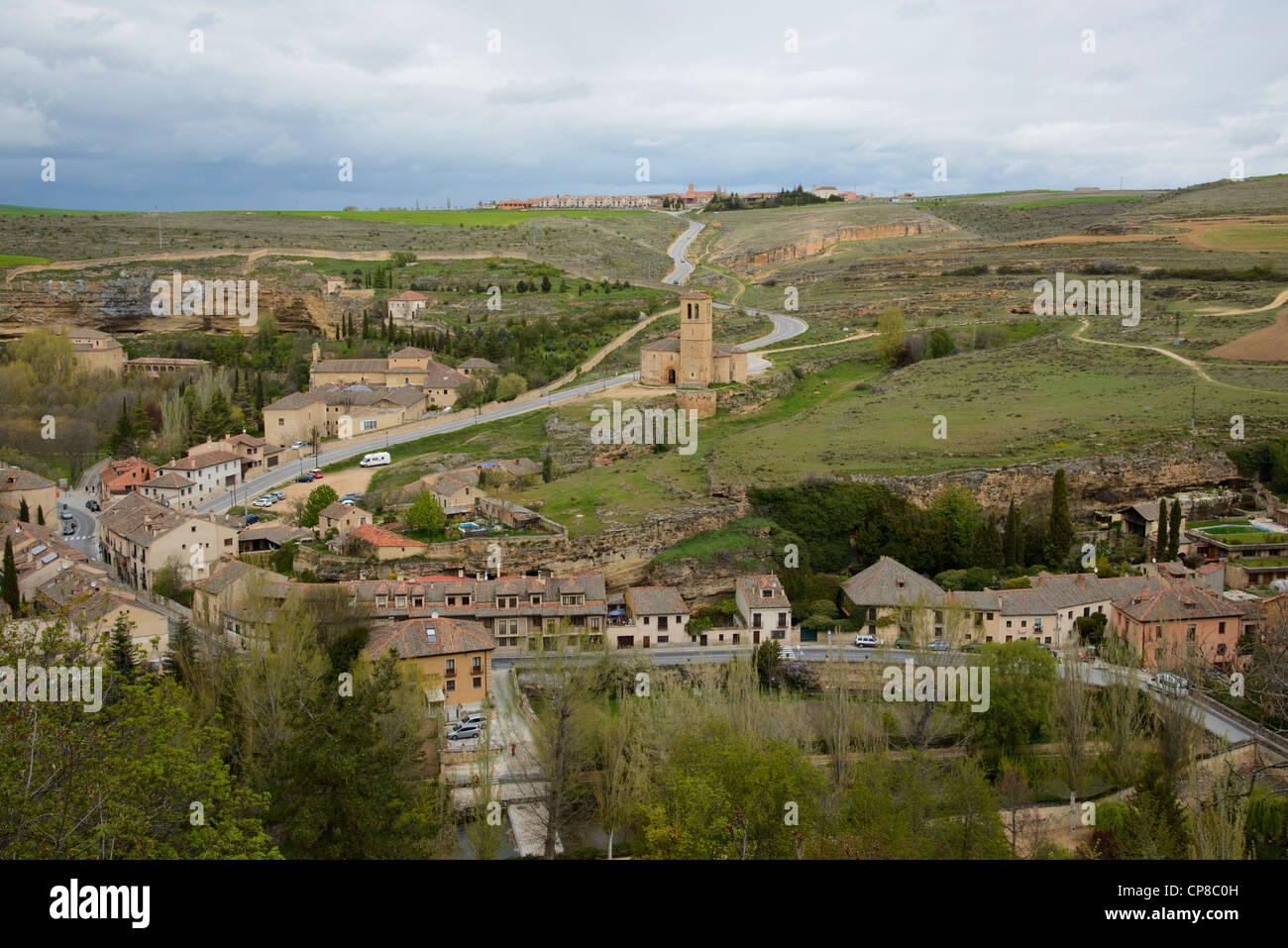 View of the Vera Cruz church from Segovia, with Zamarramala on the ...