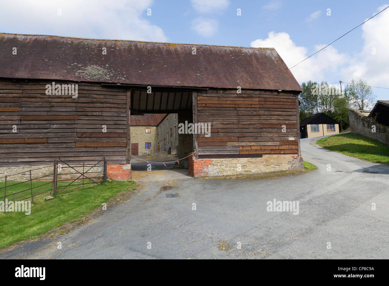 A long barn on a farm in Shropshire Stock Photo - Alamy