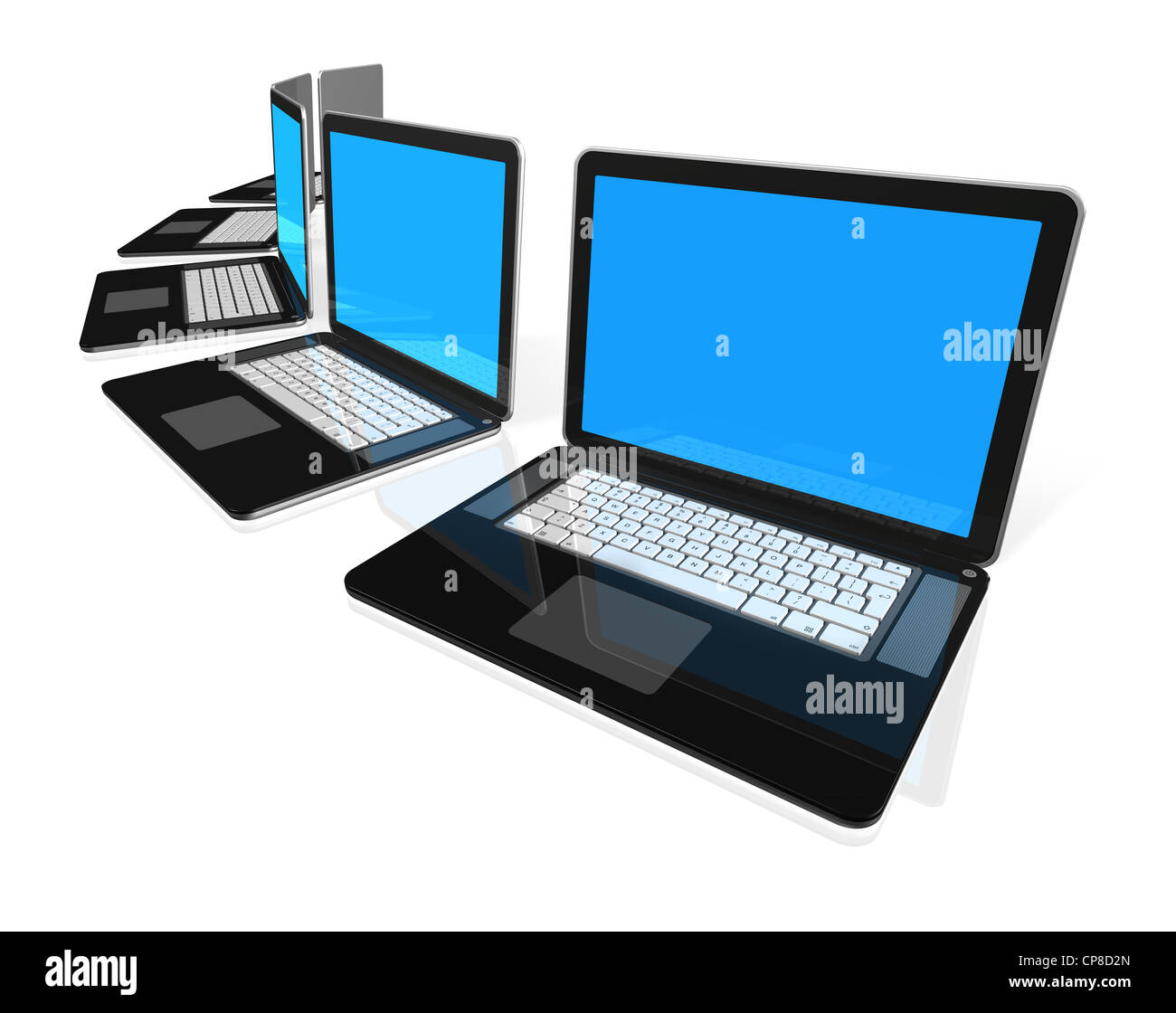 3D black laptop computers isolated on white Stock Photo - Alamy