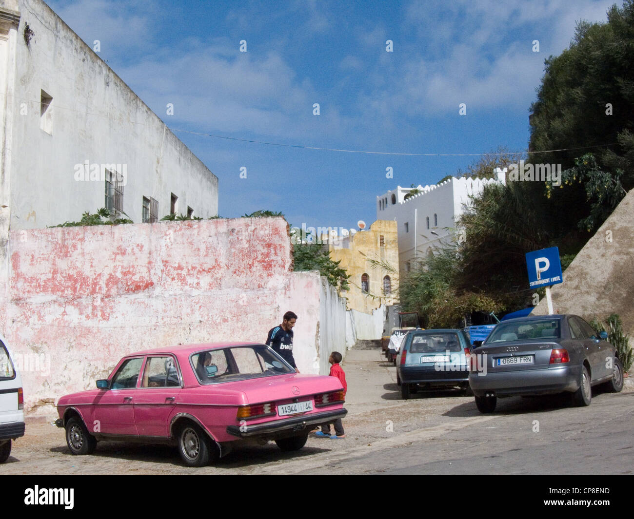 A pink Mercedes, Tangier Stock Photo - Alamy