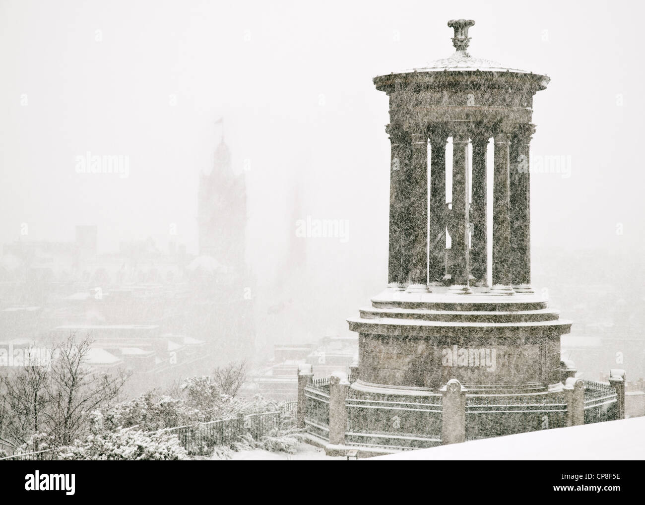 Edinburgh from the Carlton Hill in a snow storm Stock Photo - Alamy