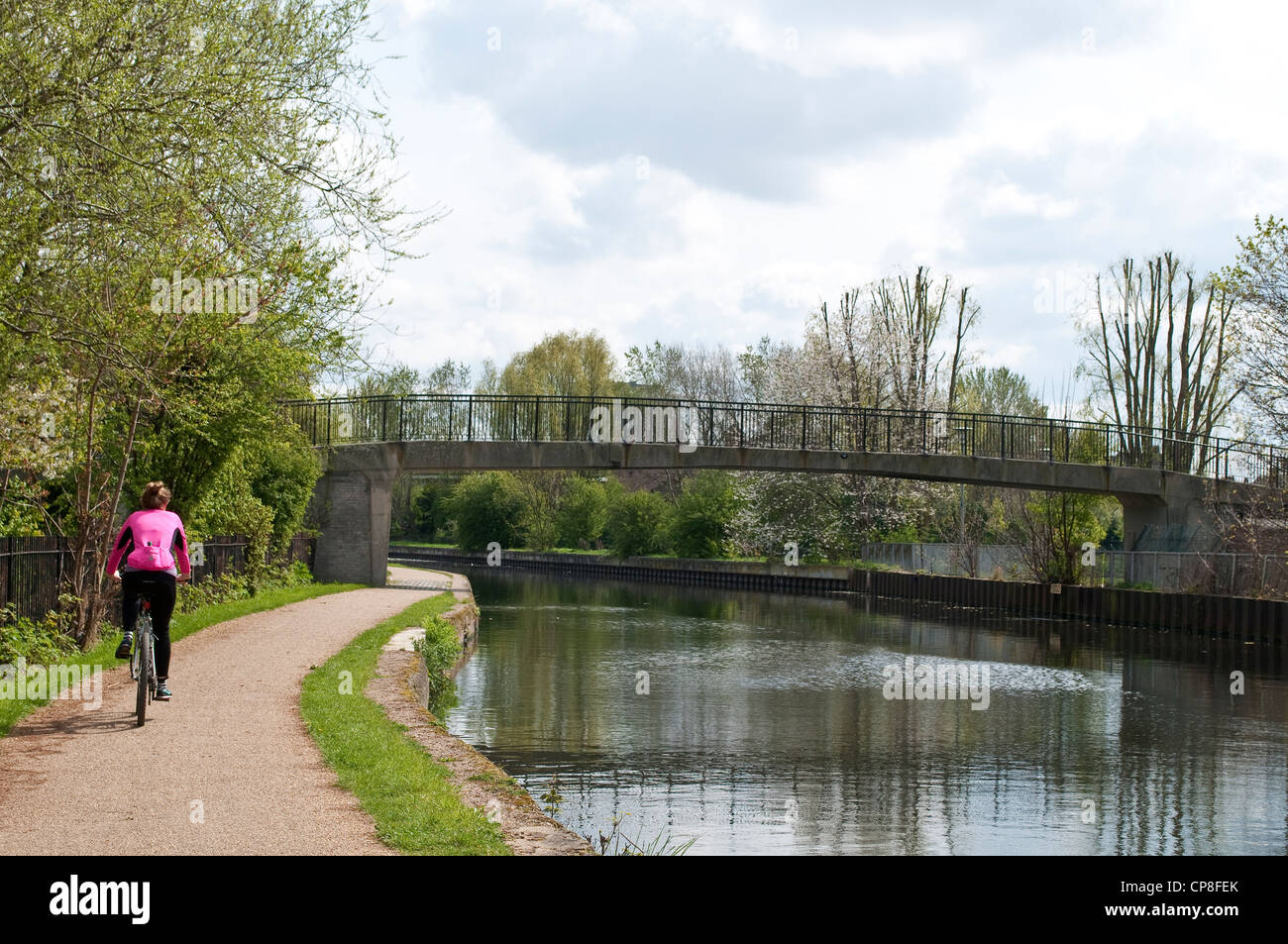 Cyclist riding on path river hi-res stock photography and images - Alamy