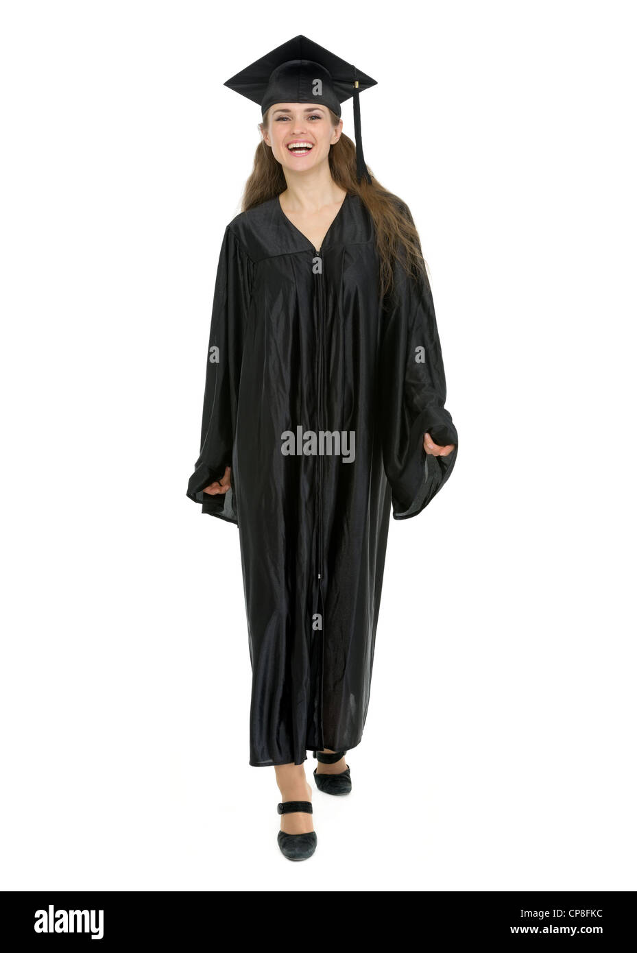 Graduation student girl making step Stock Photo - Alamy