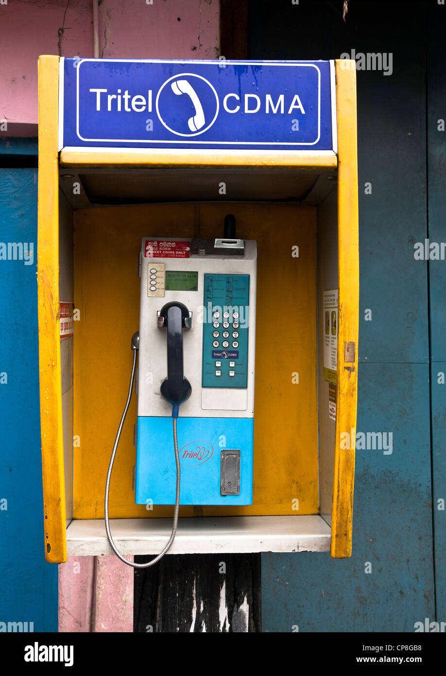 A public telephone call box in a street in Sri Lanka Stock Photo - Alamy