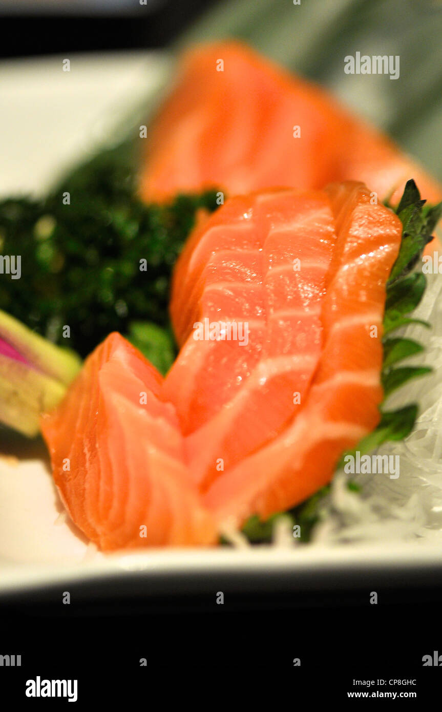 One plate of fresh sashimi in a japanese restaurant Stock Photo - Alamy