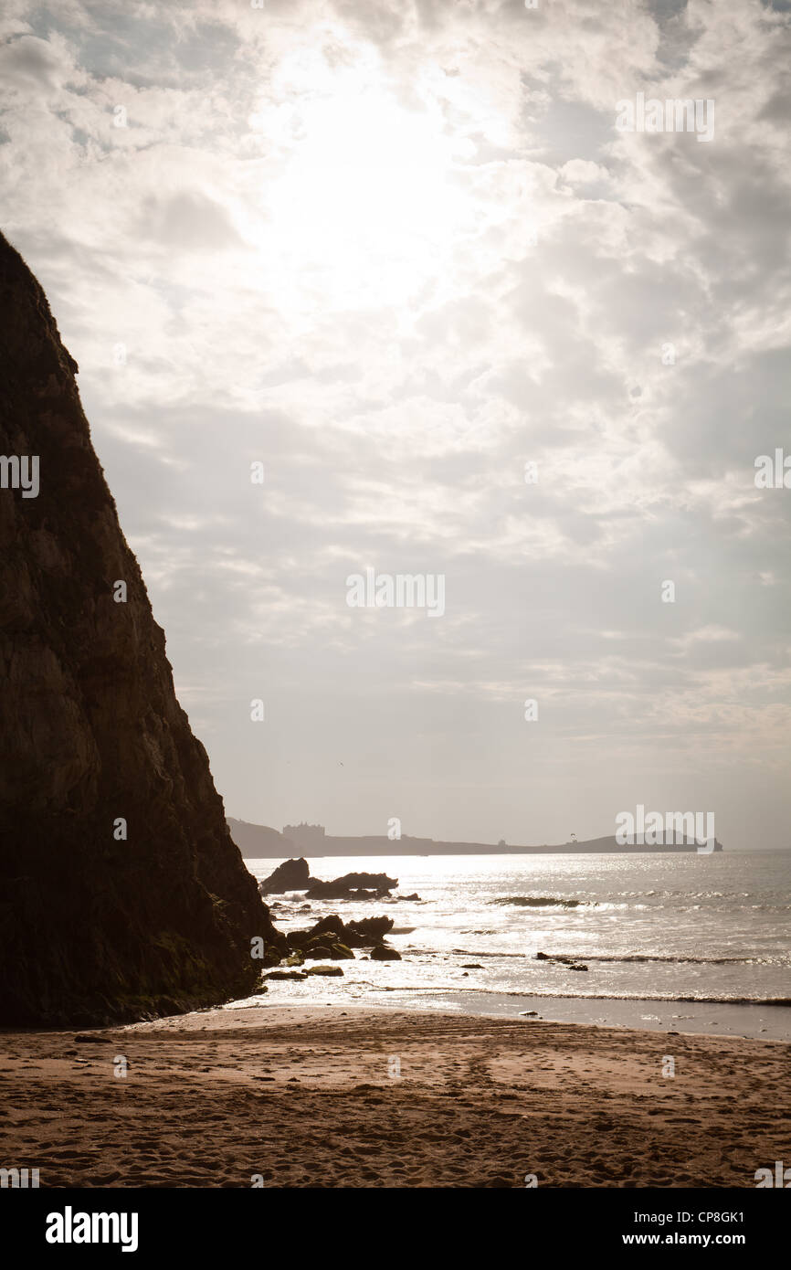 beach scene Lustyglaze Beach Cornwall U.K. Europe Stock Photo - Alamy