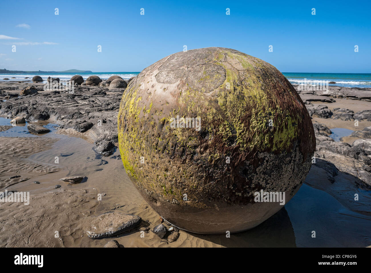 Moeraki Boulders, Moeraki Beach. South Island, New Zealand Stock Photo ...