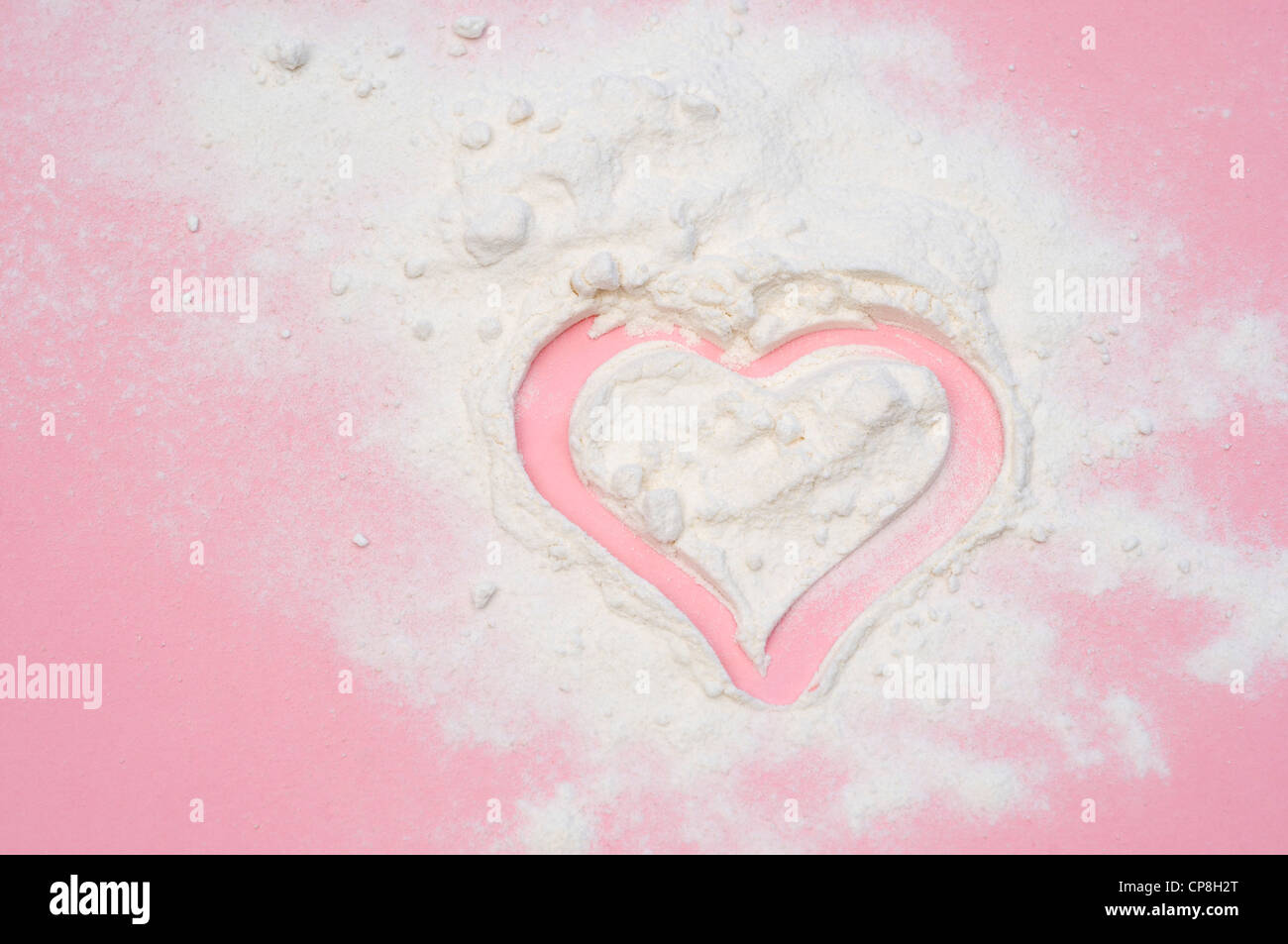 heart shape on flour Stock Photo - Alamy