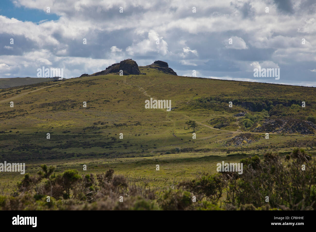 Granite Tors and exposed rocks and boulders on Dartmoor national park ...