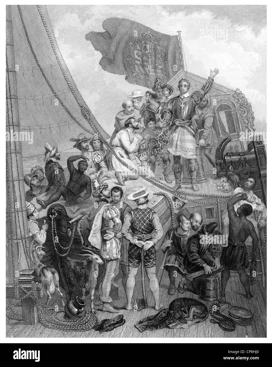 The discovery of america by christopher columbus hi-res stock ...