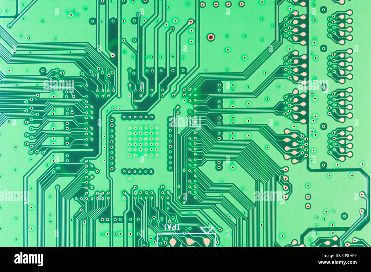 Printed circuit green electronic real board background. Mass production ...