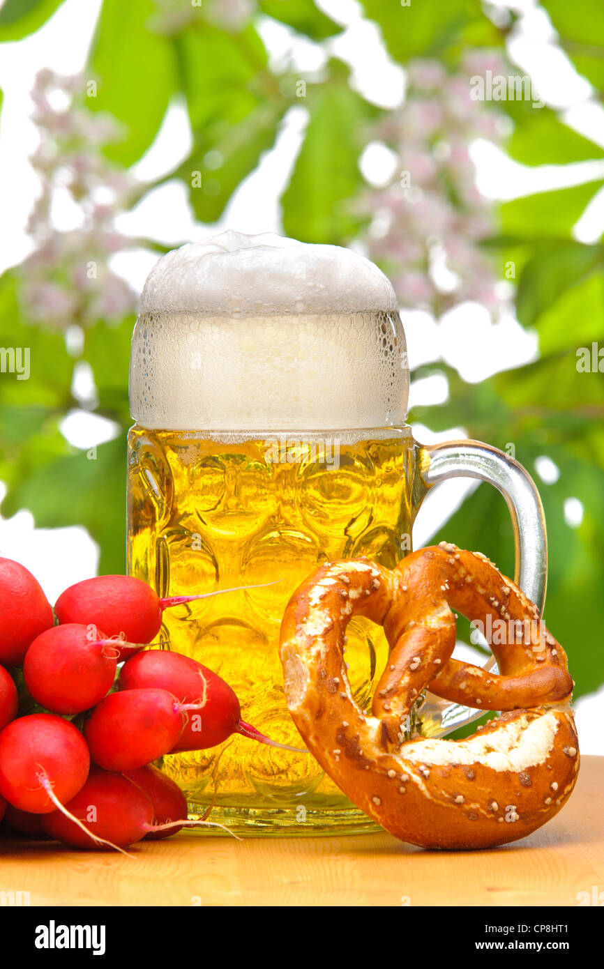 big glass of german bavarian beer at world famous beer festival ...