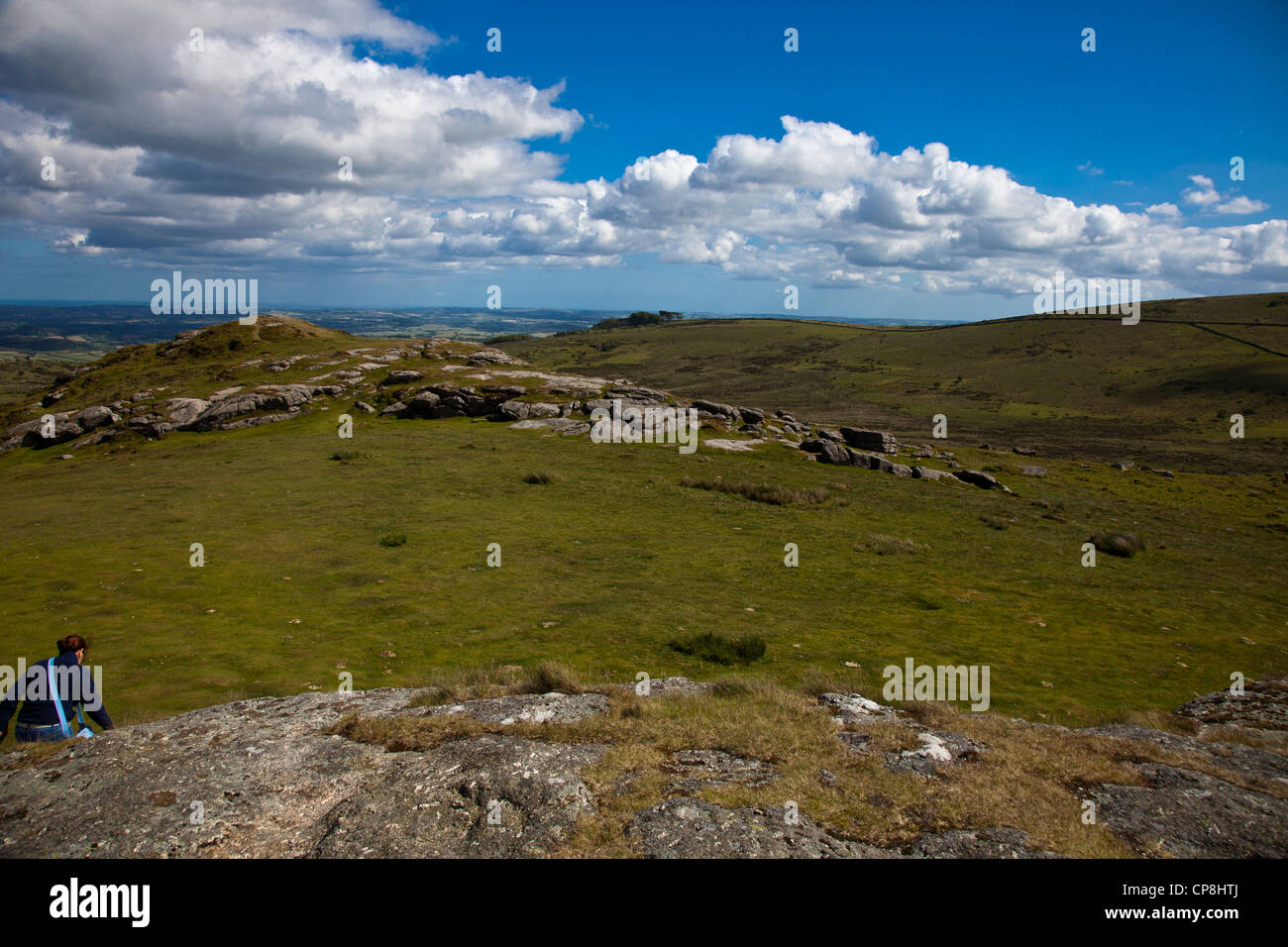 Granite Tors and exposed rocks and boulders on Dartmoor national park ...