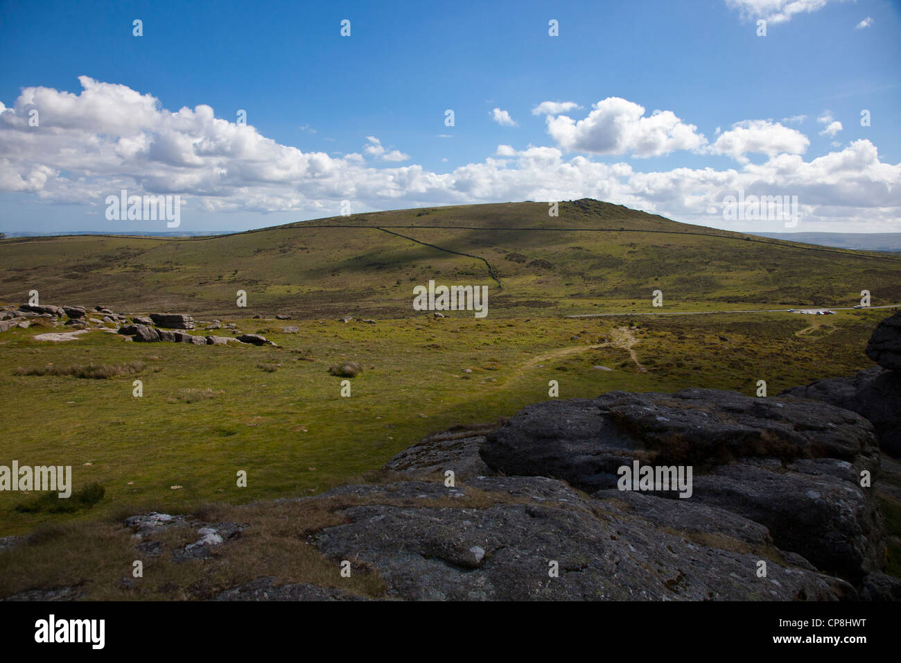 Granite Tors and exposed rocks and boulders on Dartmoor national park ...
