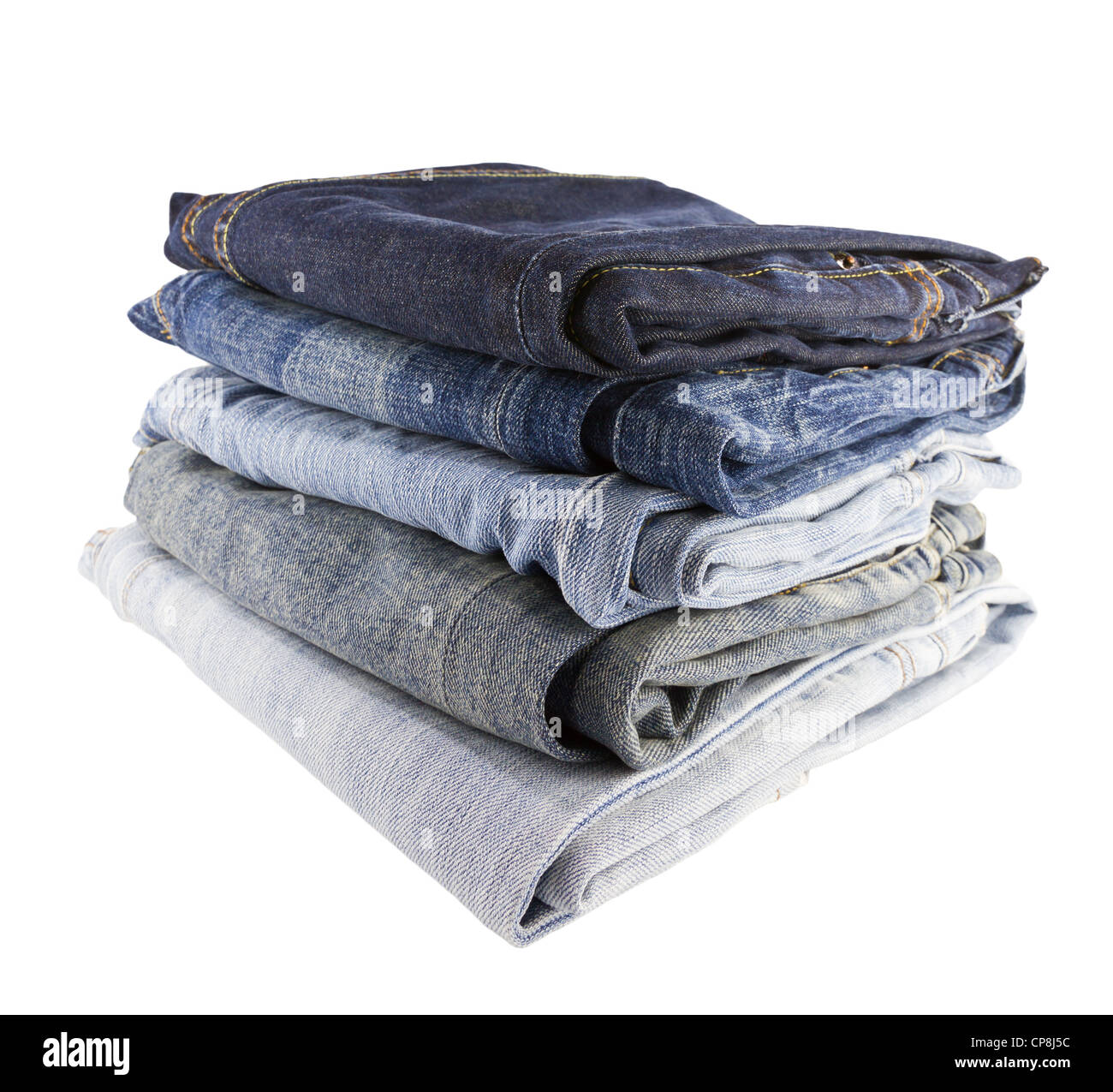 Stack of jeans isolated on white background Stock Photo - Alamy