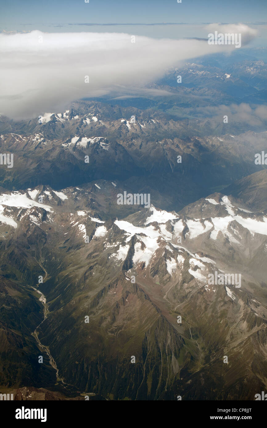 The view from the airplane window. Alps Stock Photo - Alamy