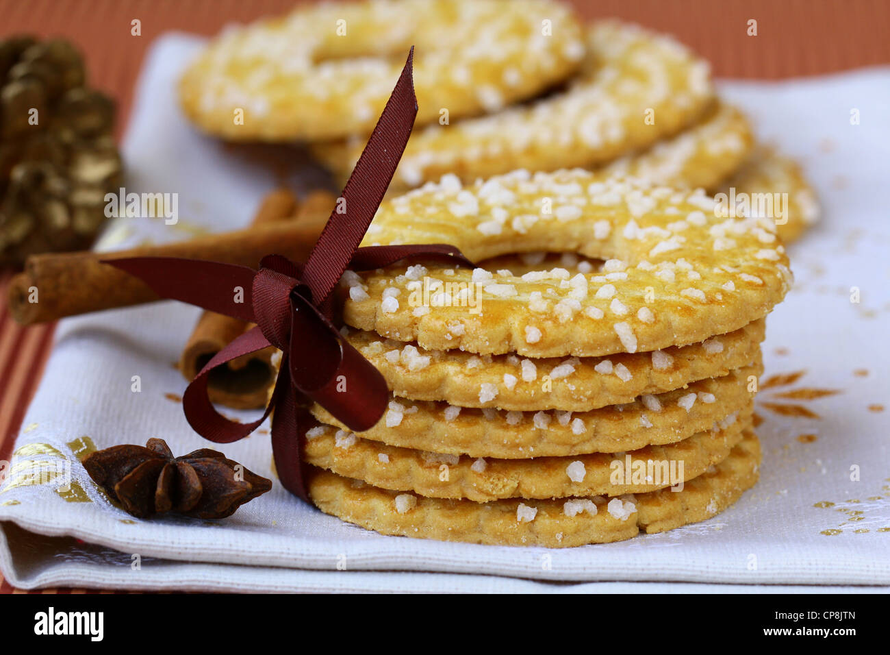 Sugar round cookies with spices Stock Photo - Alamy