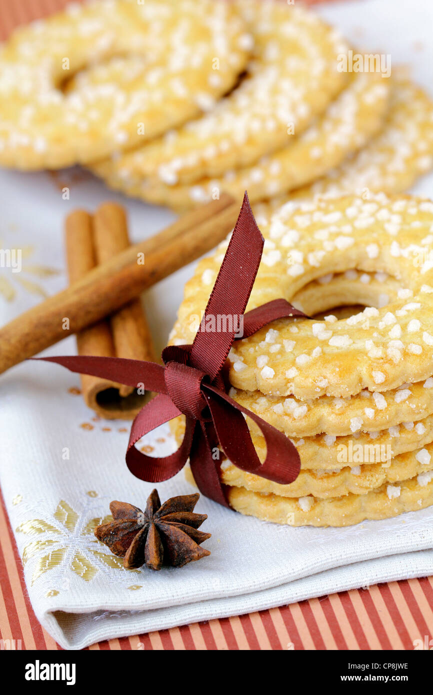 Sugar round cookies with spices Stock Photo - Alamy