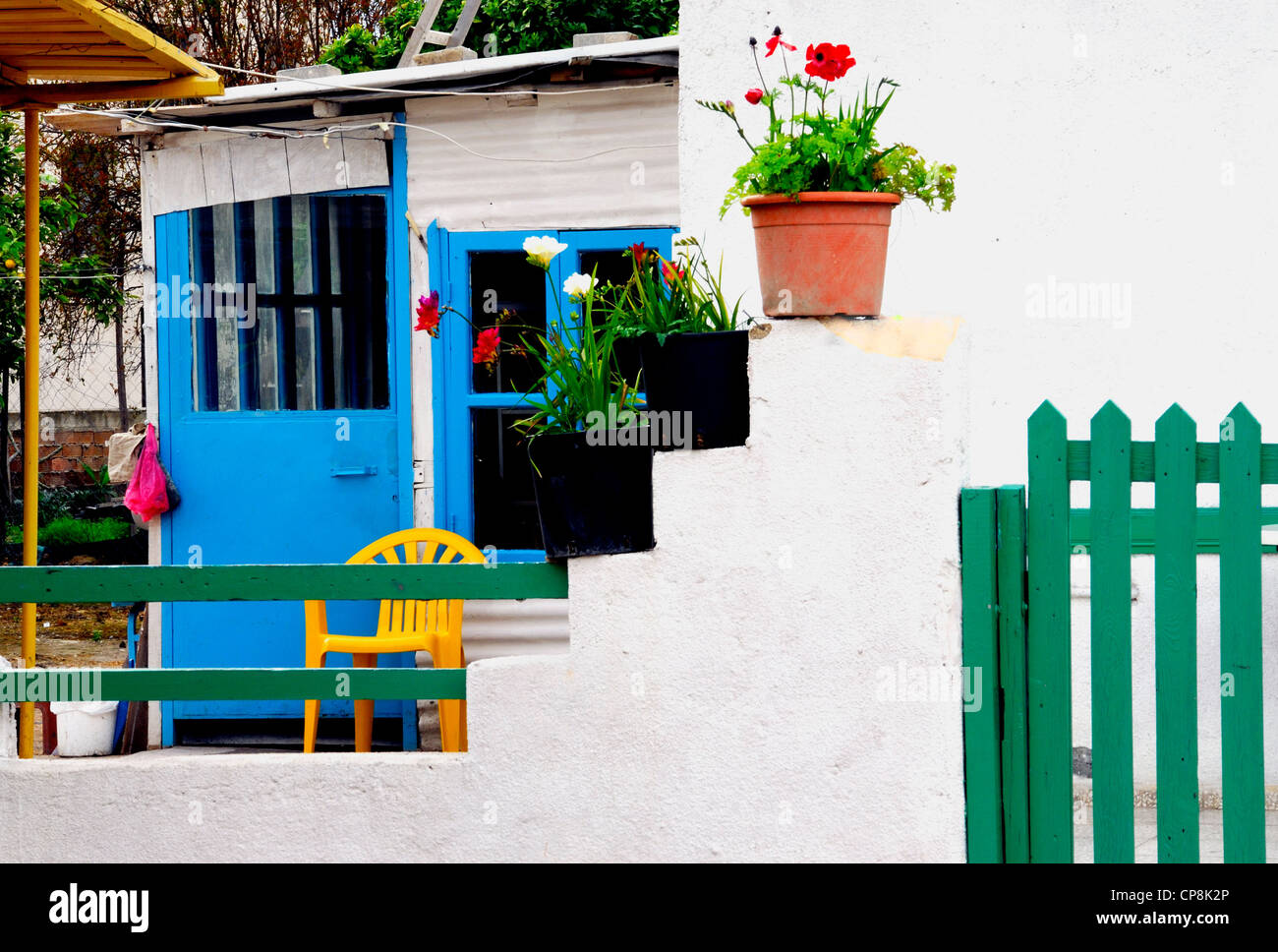 A colourfull Cypriot house. Kato Paphos. Cyprus Stock Photo - Alamy