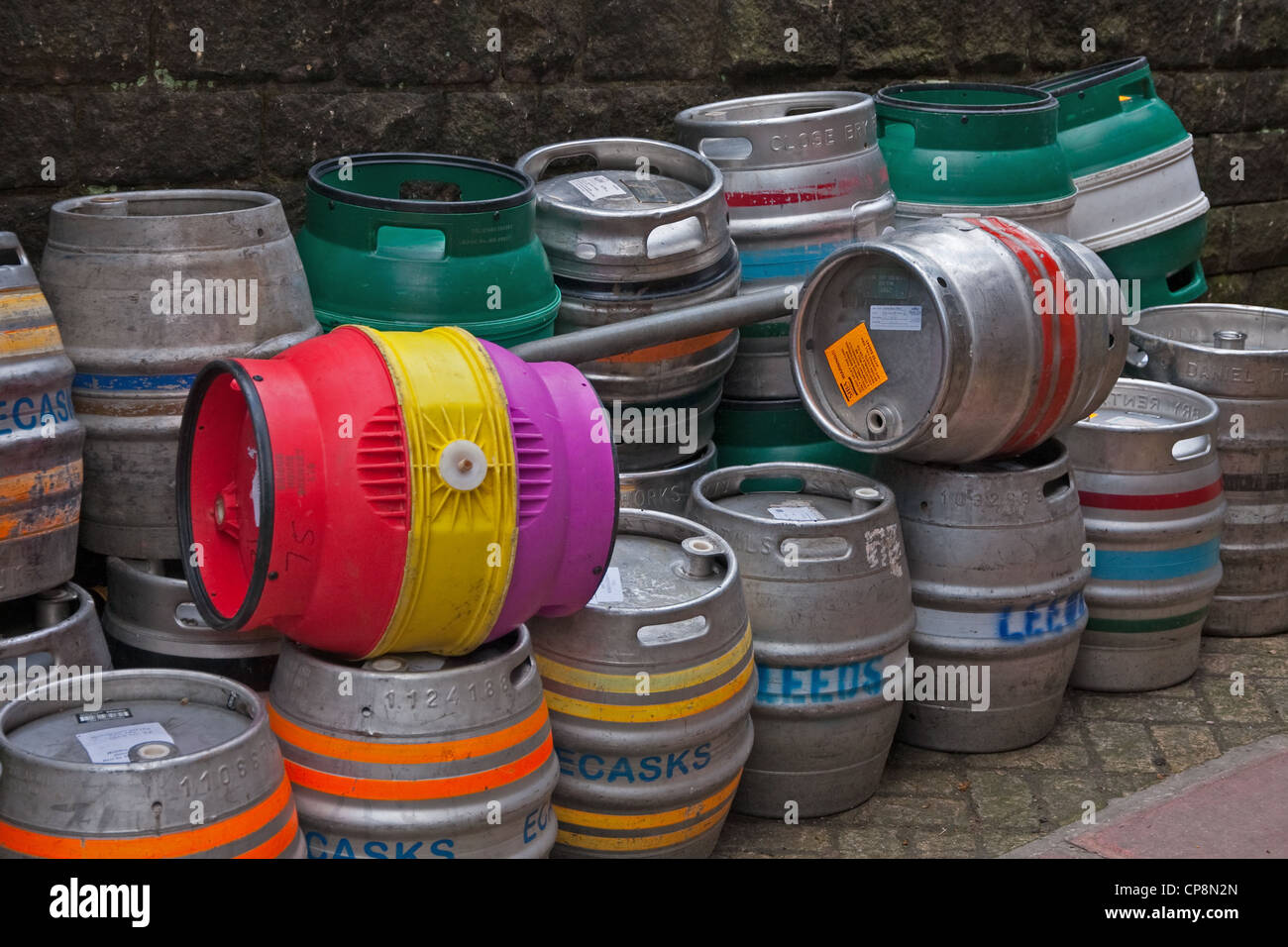 Beer kegs awaiting collection Stock Photo - Alamy