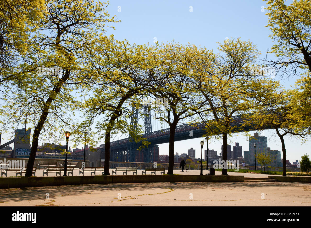 east river park with williamsburg bridge Stock Photo - Alamy
