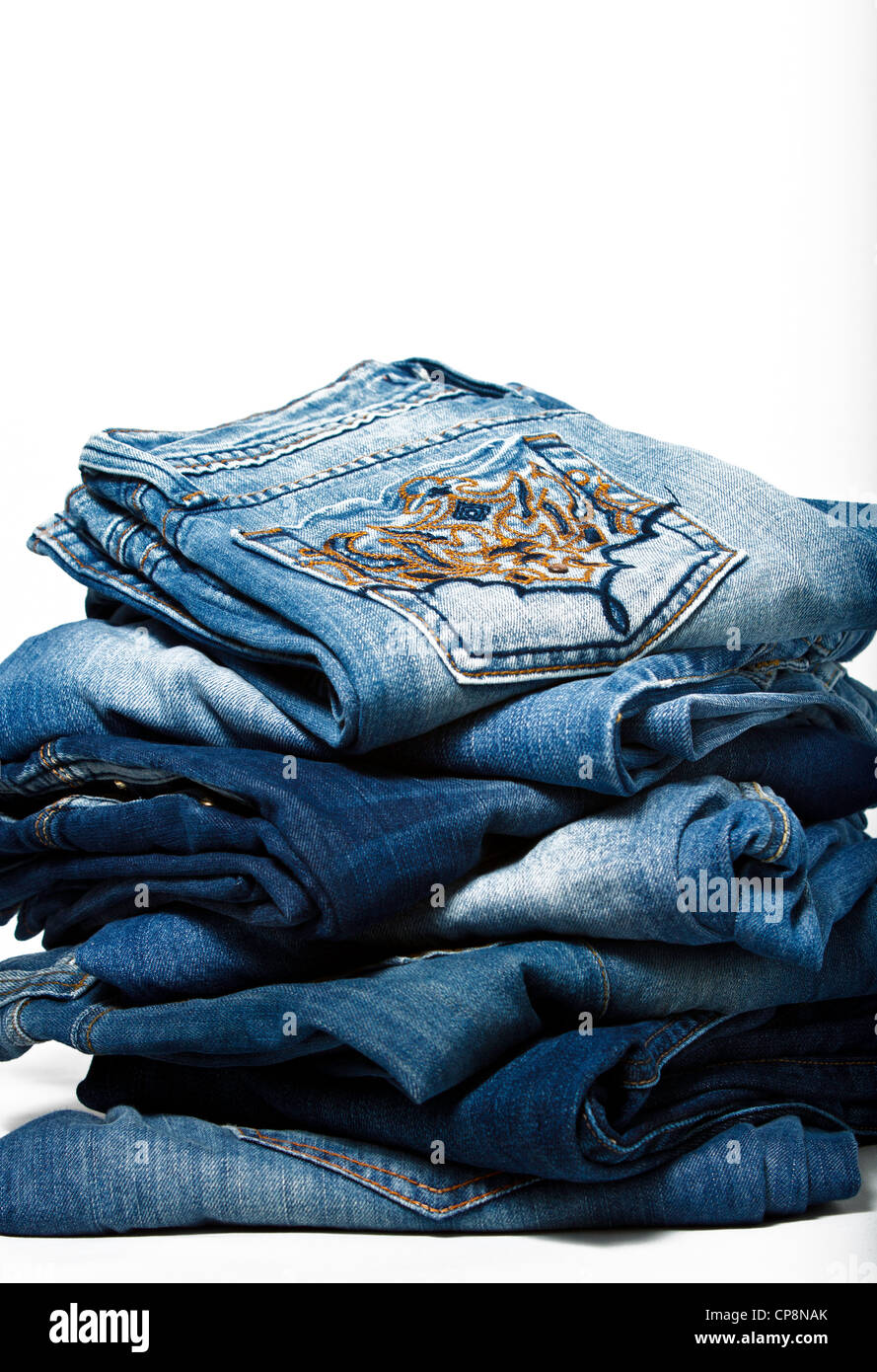 Stack of jeans Stock Photo - Alamy