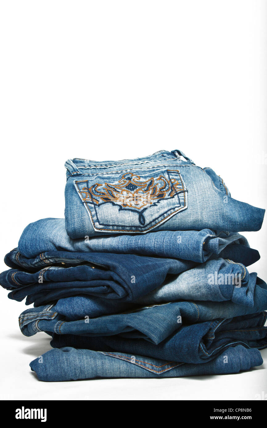 Stack of jeans Stock Photo - Alamy