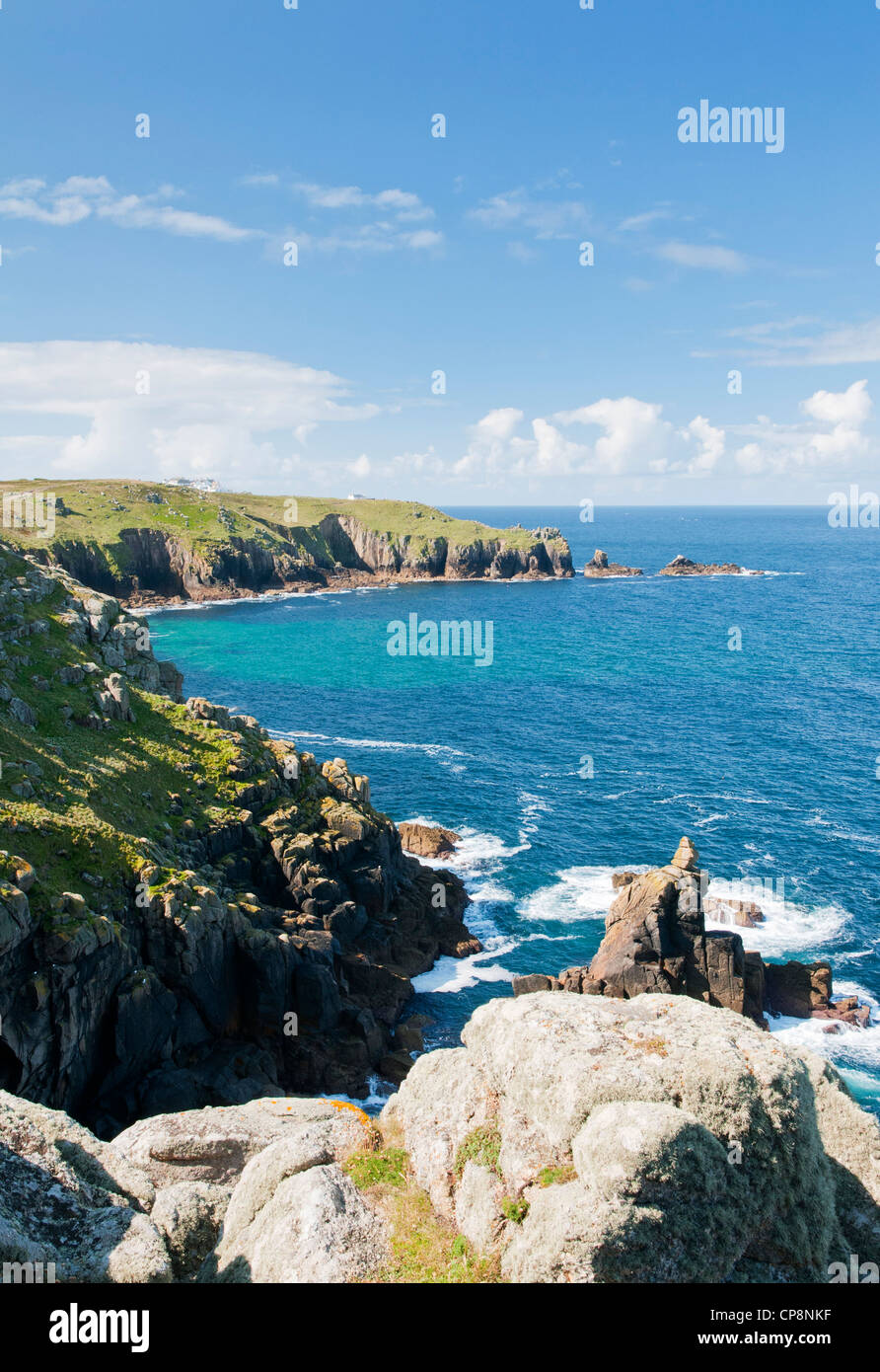 Coastal view towards headland of Land's End, Cornwall Stock Photo - Alamy