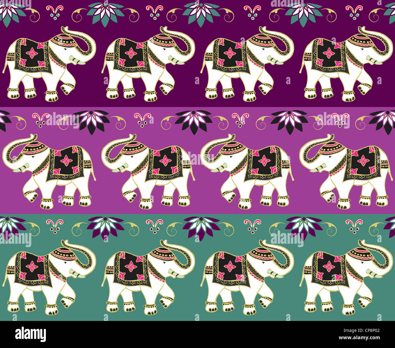 Indian Elephant Pattern Wallpaper