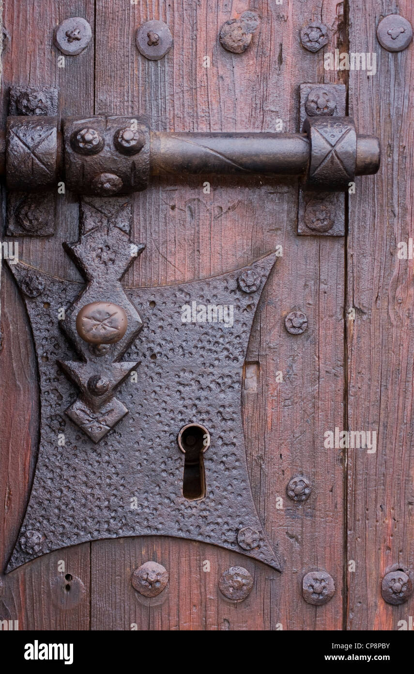 Ancient Wooden Door and Lock Stock Photo - Alamy
