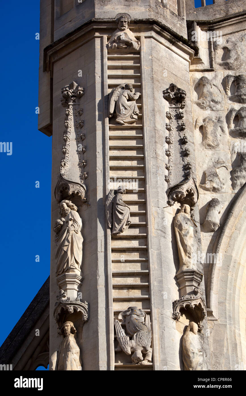 Angels Climbing Jacobs Ladder on West front of Bath Abbey Stock Photo ...