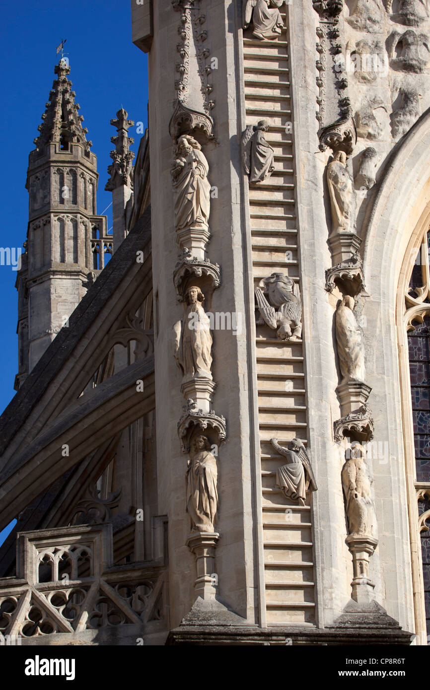 Angel Climbing Jacobs Ladder on West front of Bath Abbey Stock Photo ...