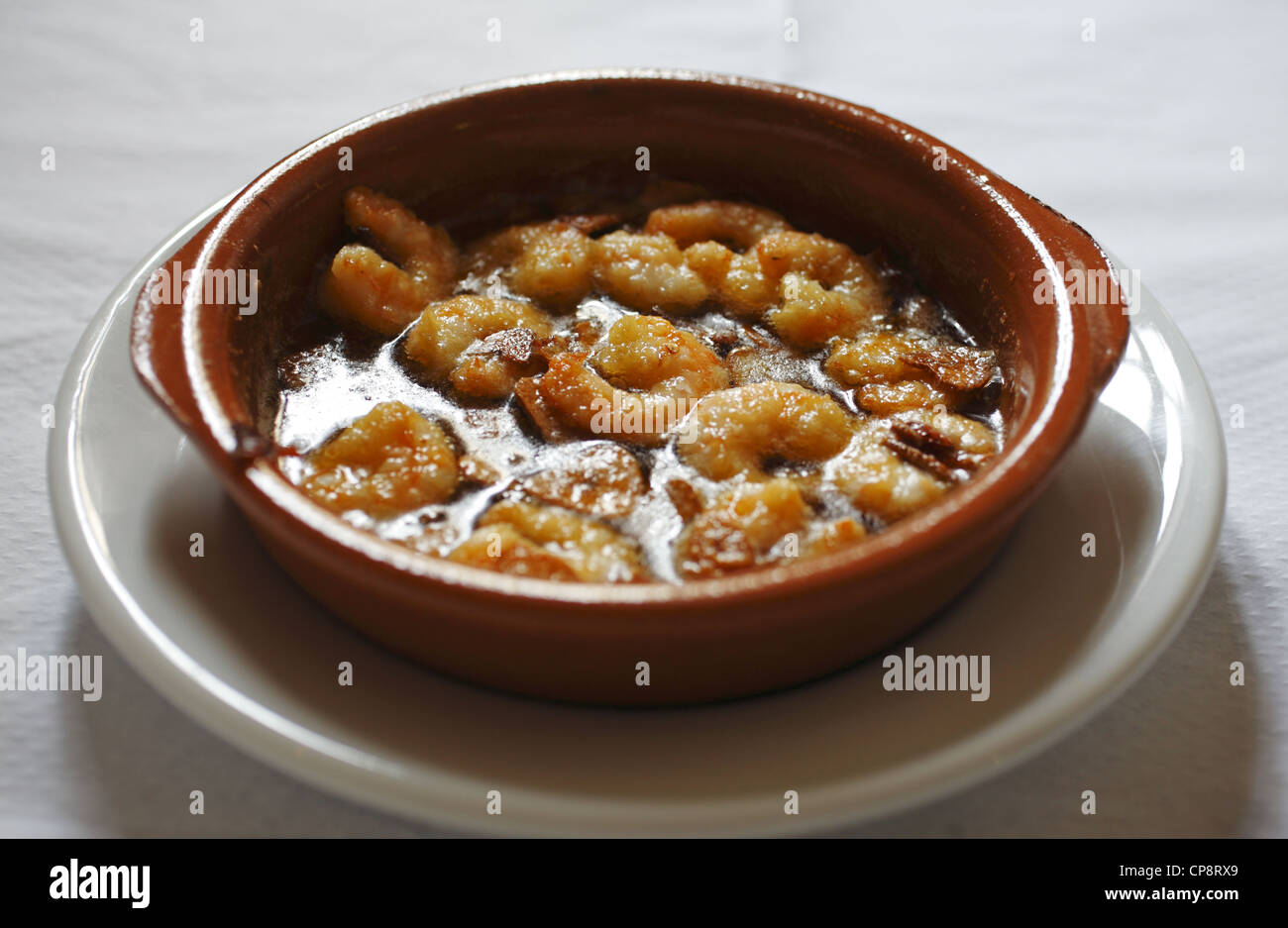 Spanish Garlic Shrimp served in the restaurant in Pasai Donibane ...