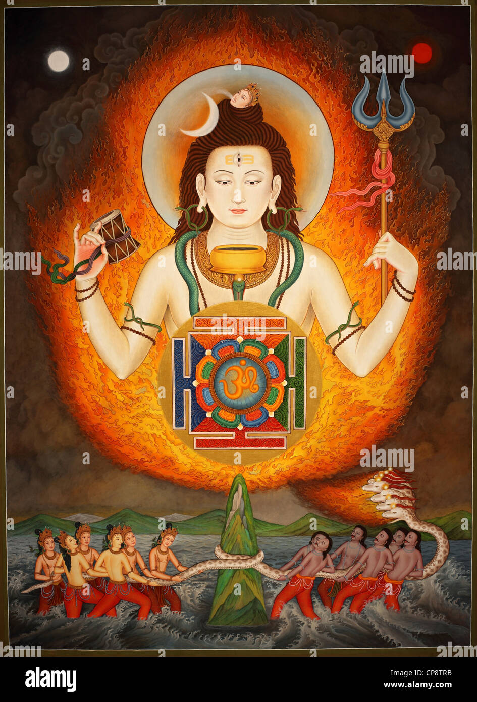 Neelkanth Shiva at Mt Kailash with Om mandala in the center - Newari ...