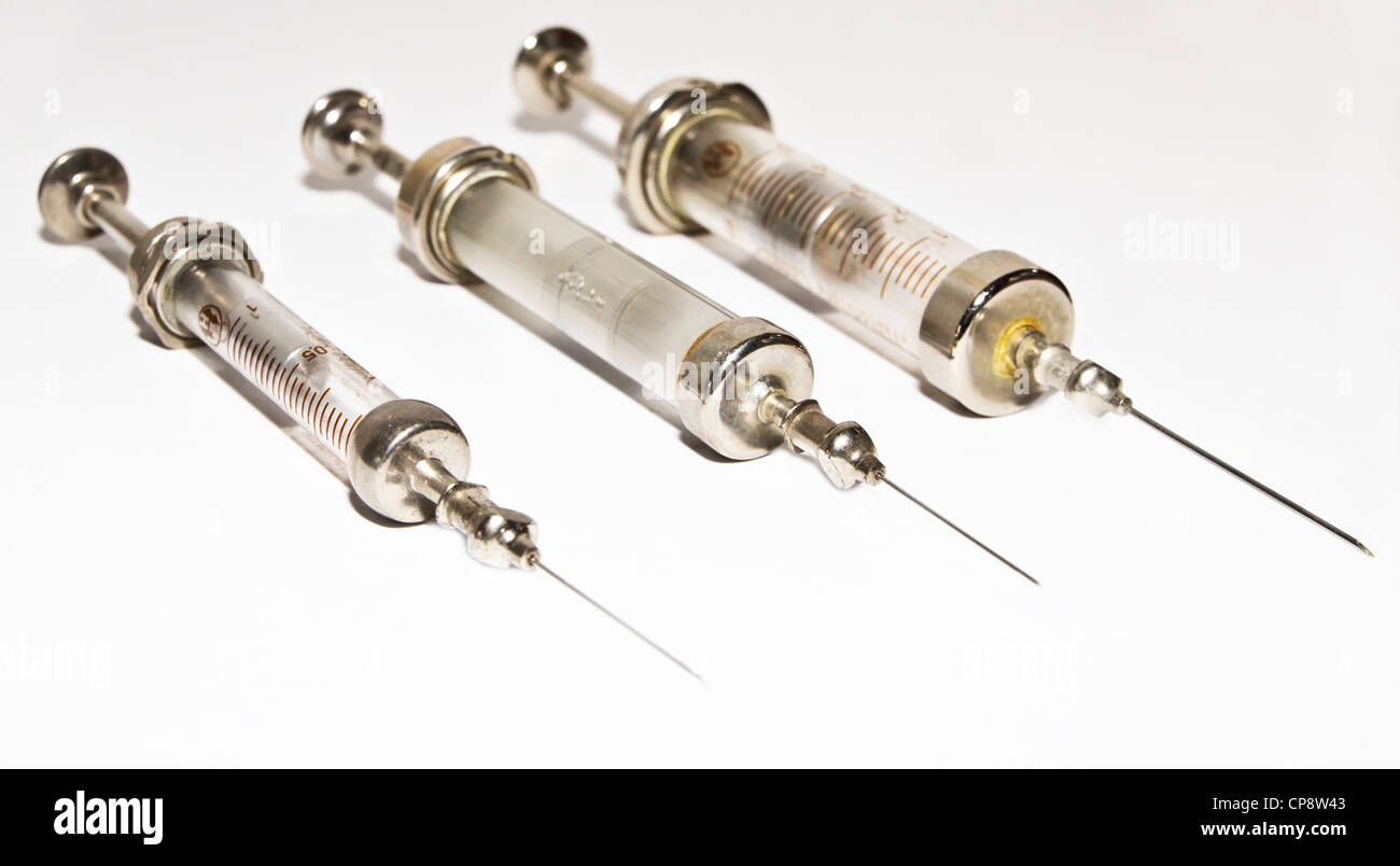 three medical syringes Stock Photo - Alamy