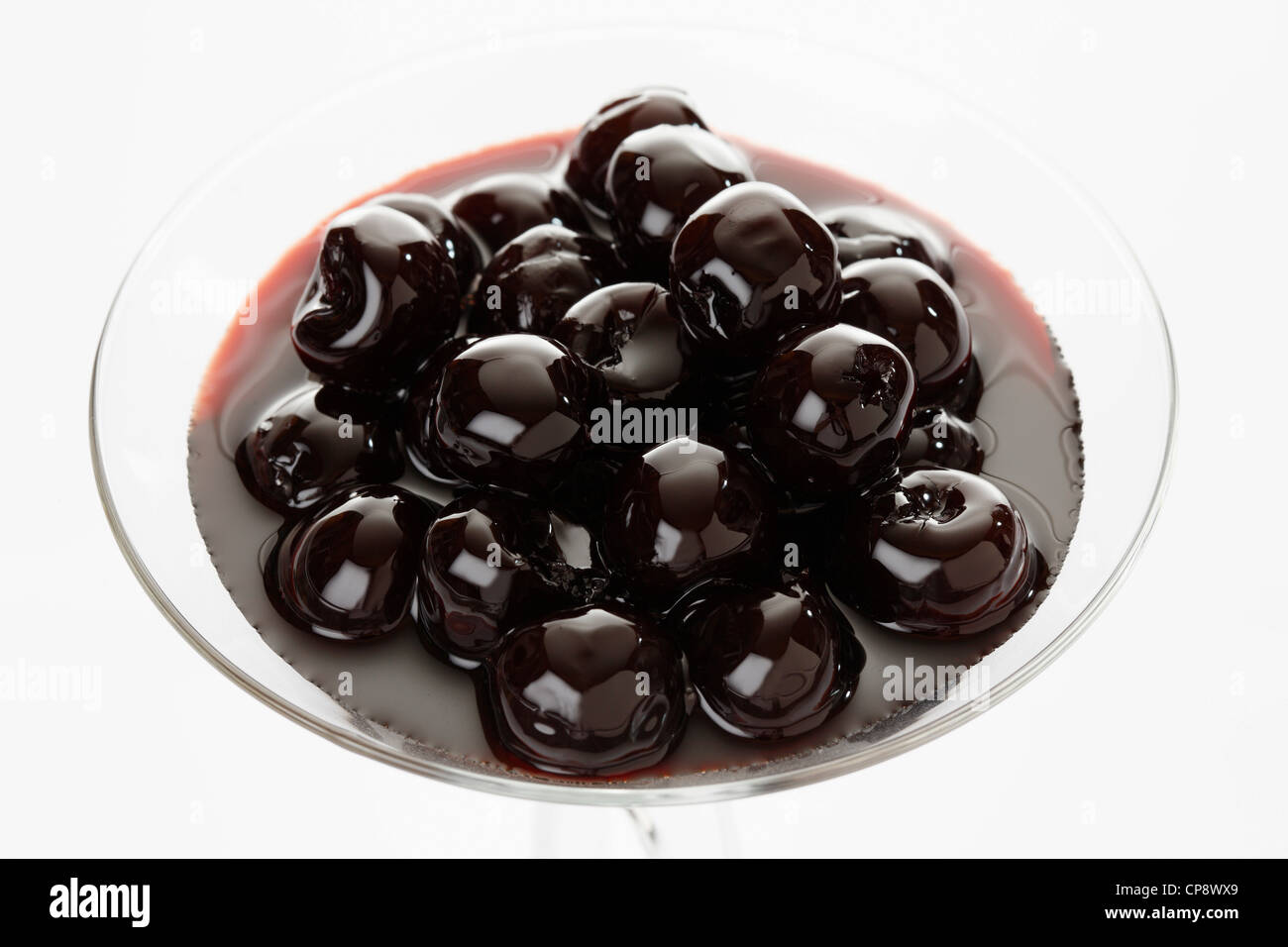 Preserved amarena cherry in glass bowl, close up Stock Photo - Alamy