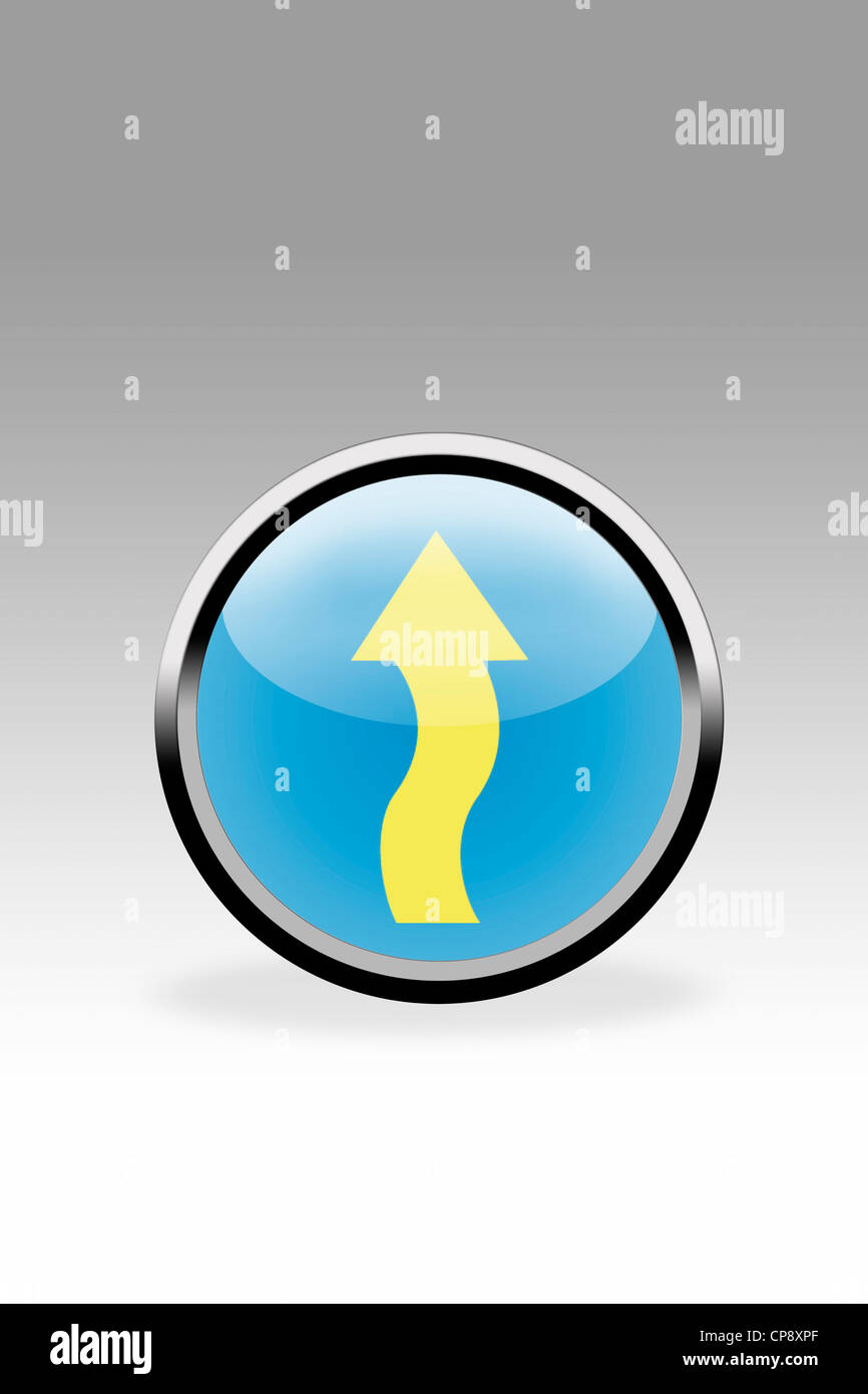 Blue button showing arrow sign, close up Stock Photo - Alamy