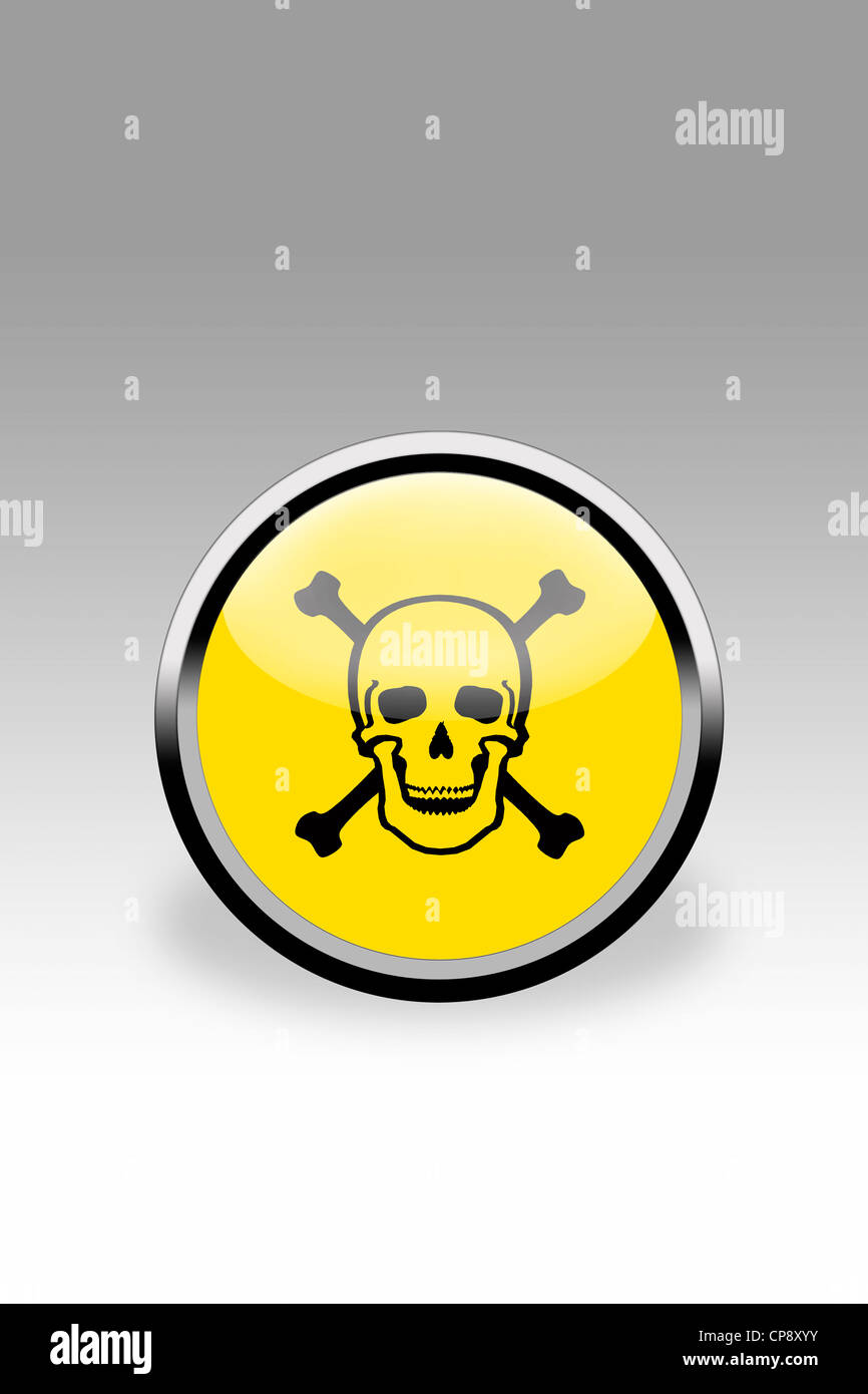 Yellow button showing warning sign, close up Stock Photo - Alamy