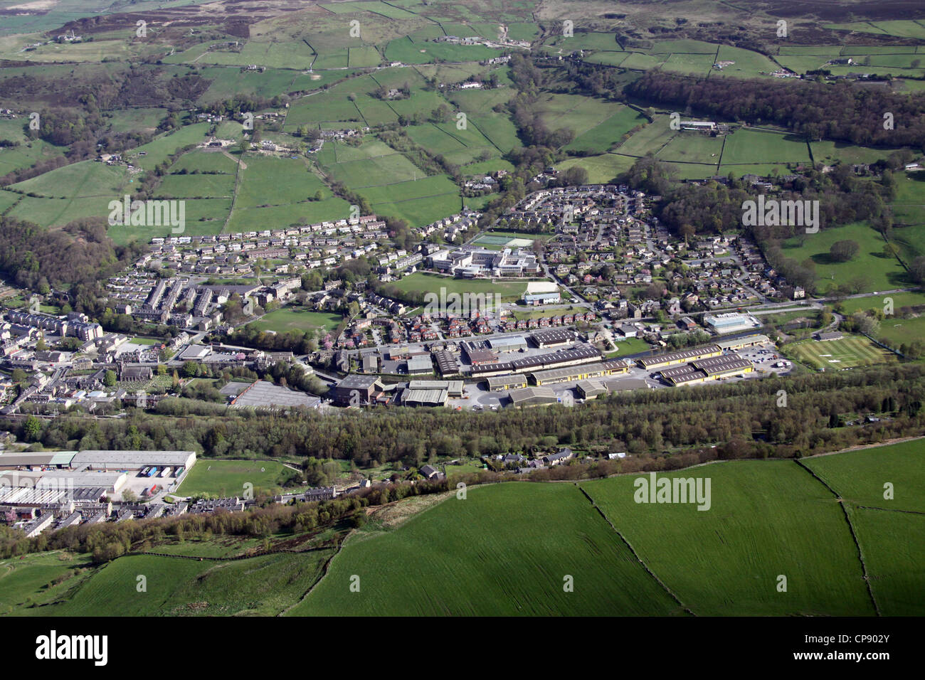 aerial view of Hebden Bridge in West Yorkshire Stock Photo - Alamy