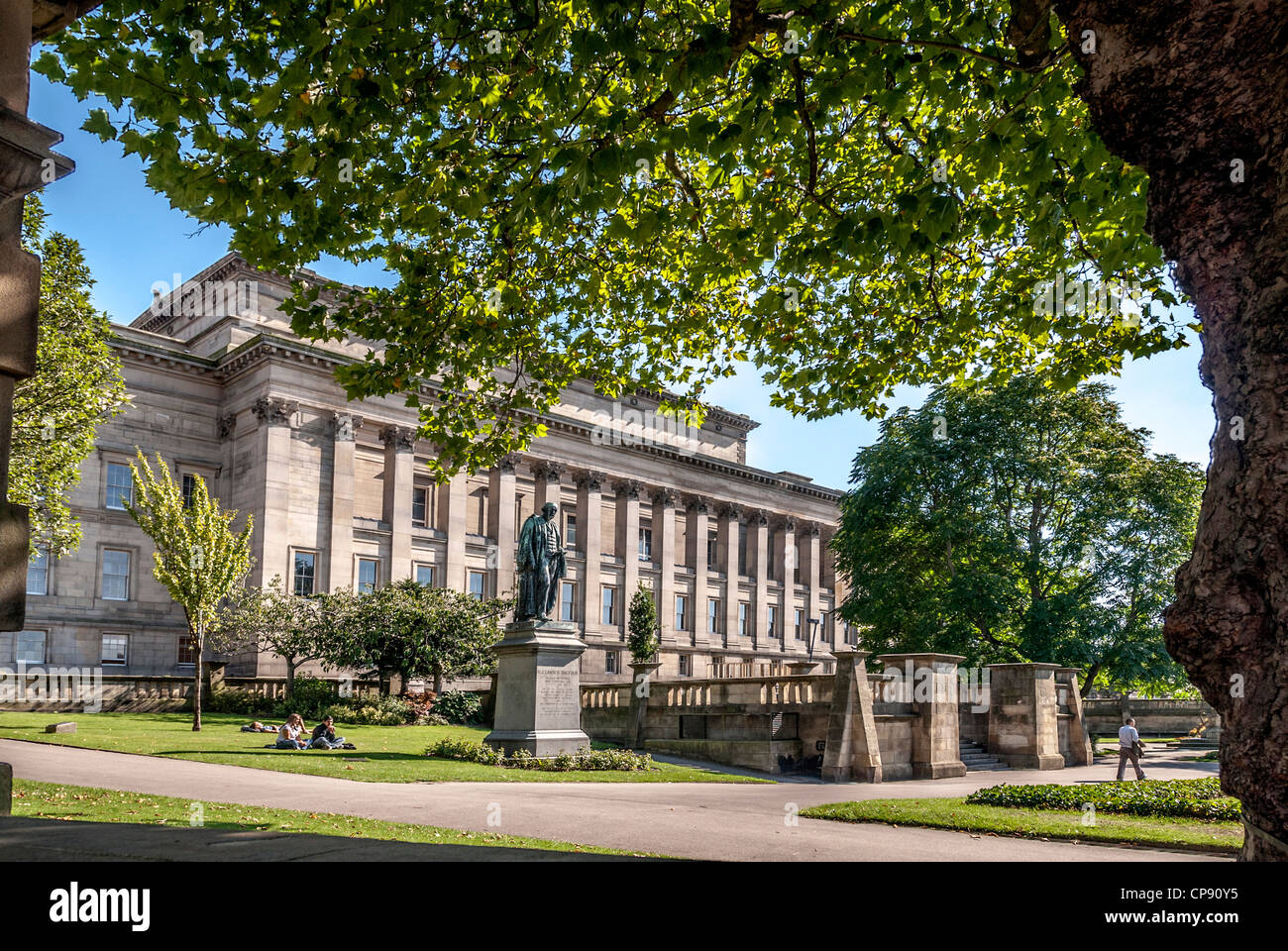 St. Georges Hall west front seen through St. John's gardens in ...
