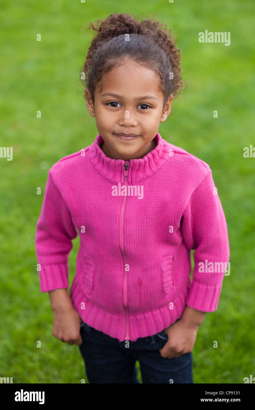 Outdoor portrait of a cute little African Asian girl Stock Photo - Alamy
