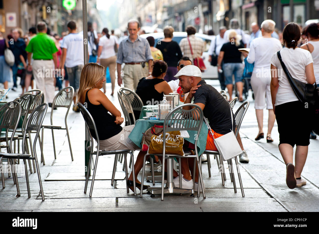 Europe Italy Piedmont Turin Via Garibaldi people in the old town Stock ...