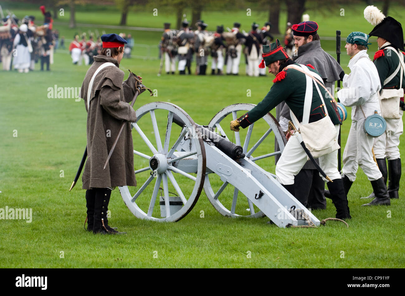 Members of the Napoleonic French army firing their Cannon at a ...