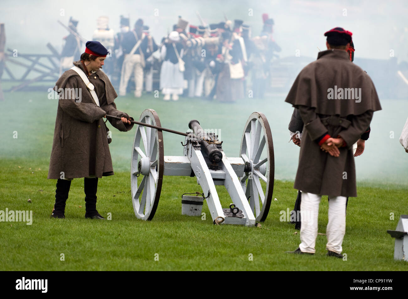 Members of the Napoleonic French army firing their Cannon at a ...
