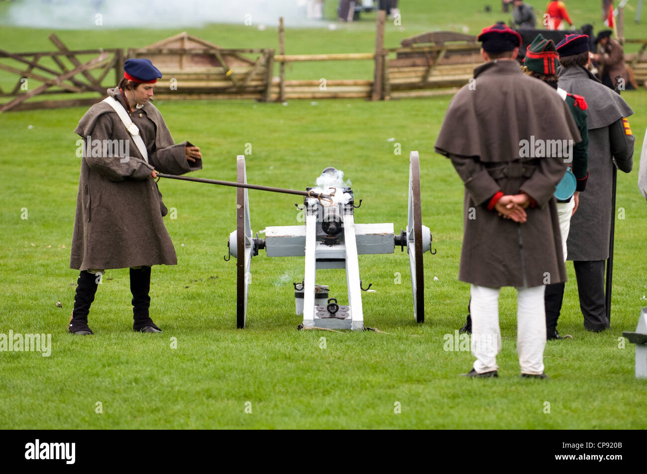 Members of the Napoleonic French army firing their Cannon at a ...
