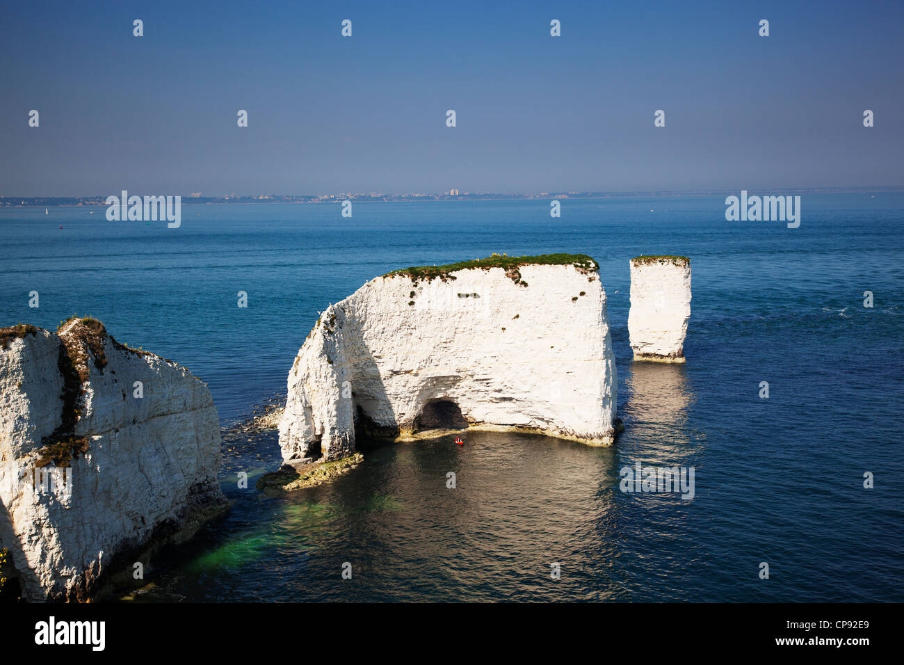 View of Old Harry Rocks, Chalk Stacks which jut out into the English ...