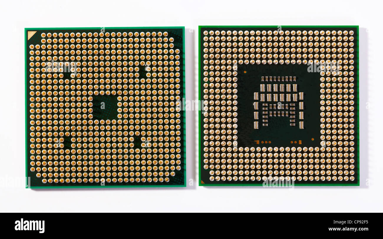 Two laptop processors on the white background Stock Photo - Alamy